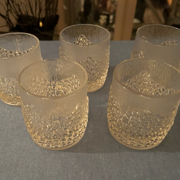 Dining | Set Of 5 Vintage Pink Finnish Crystal Glasses Pressed Wpattern ...
